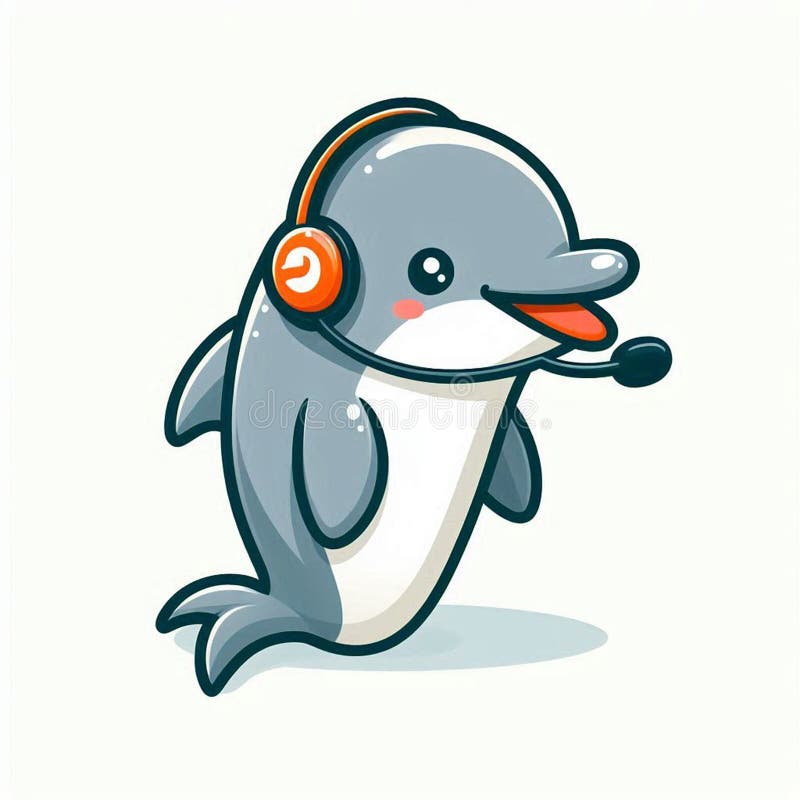 Smile Dolphin Cute Cartoon with Headphone Stock Vector - Illustration ...