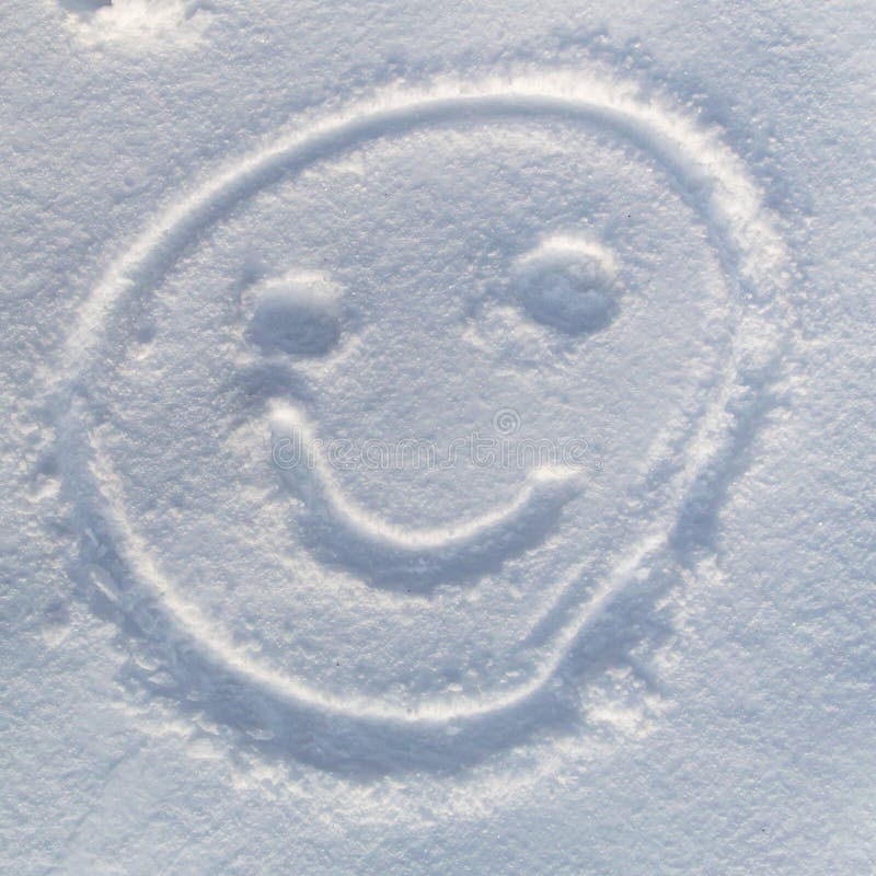 Smile drawn on fresh snow stock photo. Image of snow - 233408052
