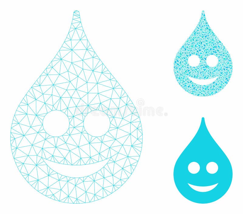 Smile Drop Vector Mesh Carcass Model and Triangle Mosaic Icon Stock ...