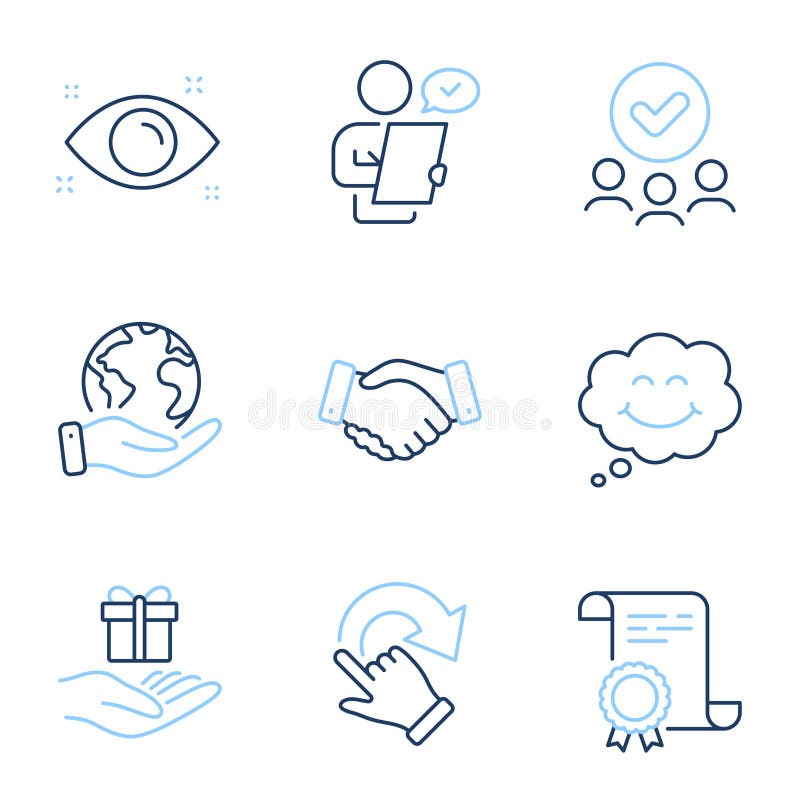 Smile, Employees Handshake and Loyalty Program Icons Set. Vector Stock ...