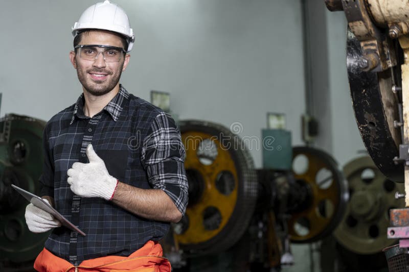 Smile Engineer Checking and Inspect Quality of Industrail Machine in ...