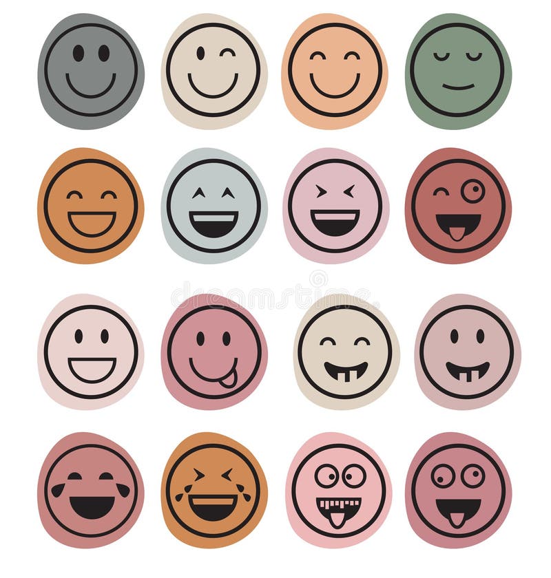 Smile Expressions with Minimalistic Colors Stock Illustration ...