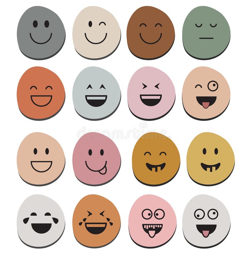 Smile Expressions with Minimalistic Colors Stock Illustration ...