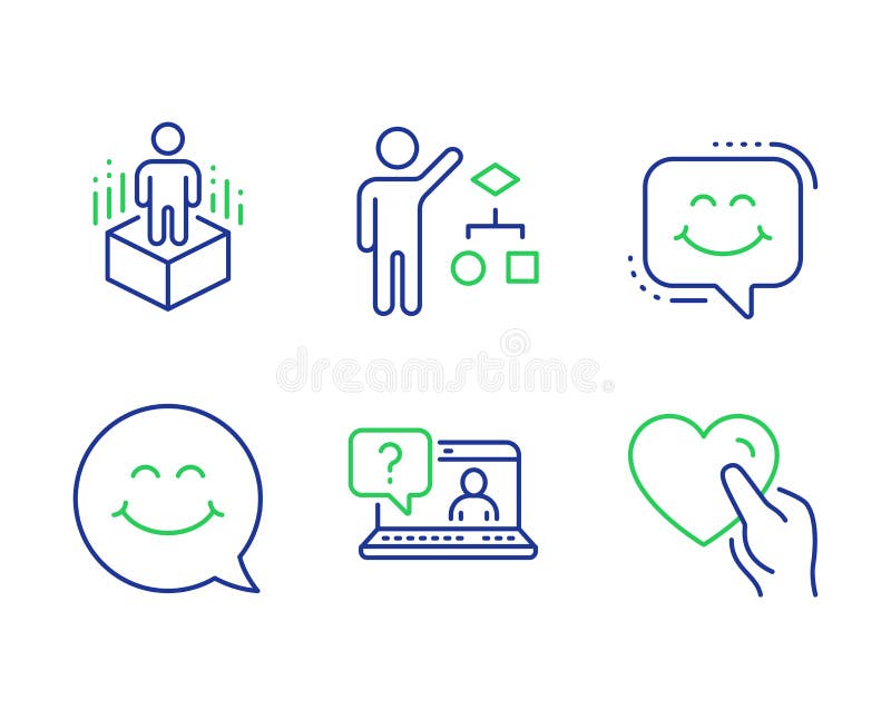 Smile Face, Algorithm and Augmented Reality Icons Set. Faq, Smile Chat ...