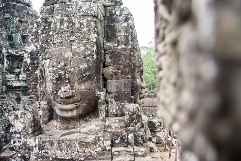 Smile Face in Angkor Thom, Siem Reap, Cambodia Stock Image - Image of ...