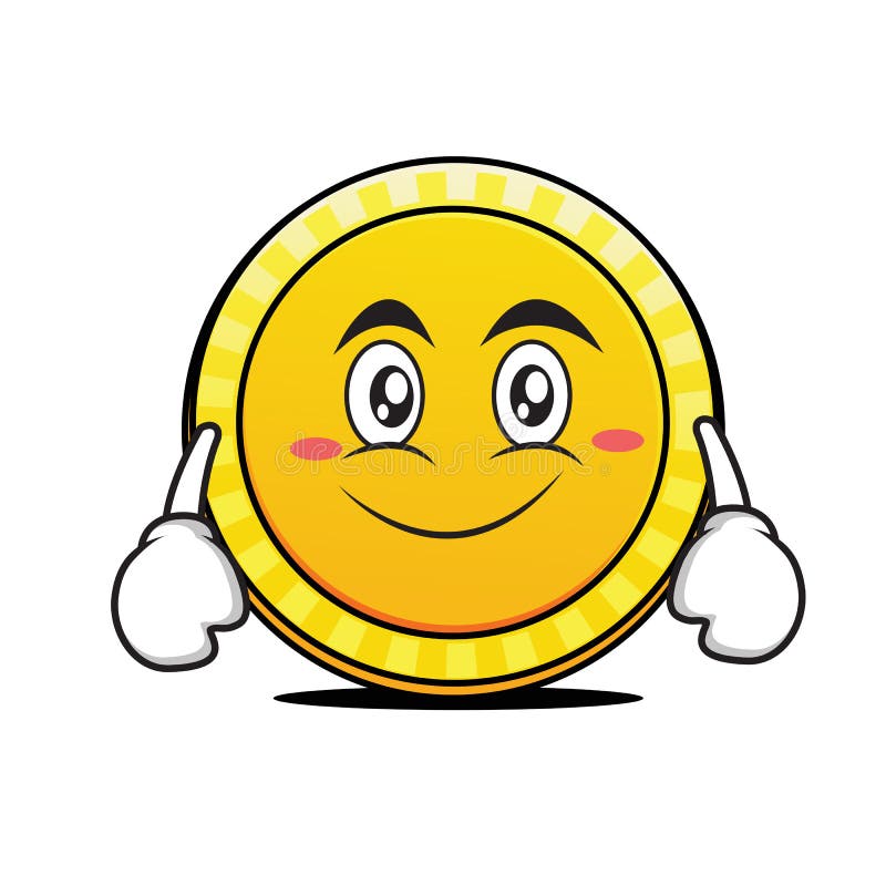 Smile Face Coin Cartoon Character Stock Vector - Illustration of golden ...