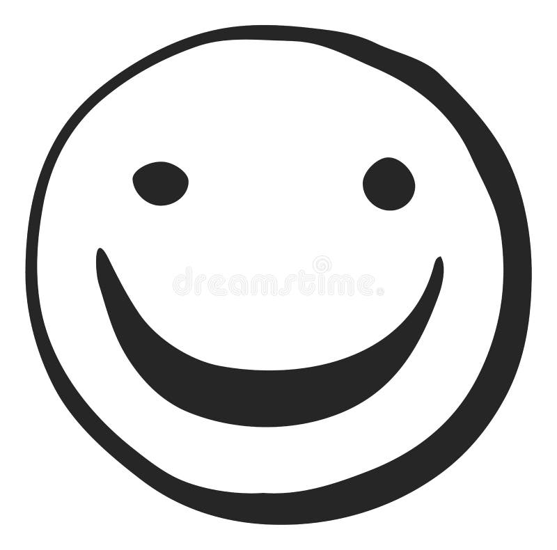 Smile Face Icon. Hand Drawn Happy Symbol Stock Vector - Illustration of ...