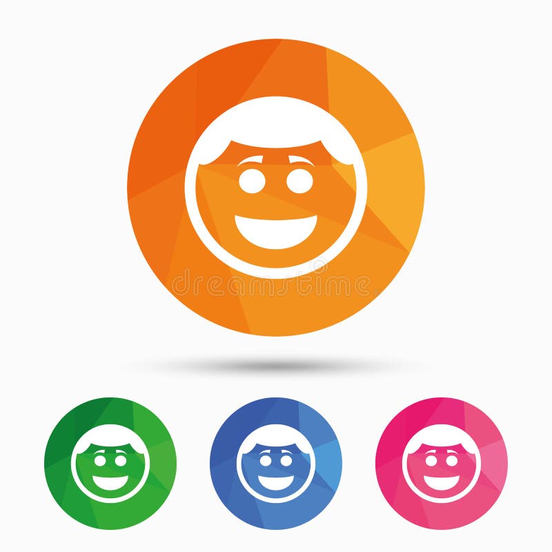 Smile Face Icon. Smiley with Hairstyle Symbol. Stock Vector ...