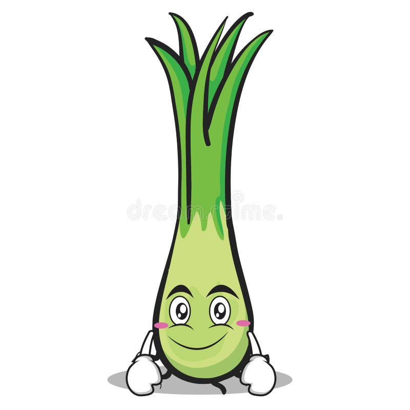 Smile Face Leek Character Cartoon Stock Vector - Illustration of food ...