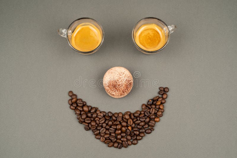 Smile Face Made of Coffee Beans and Mugs Stock Image - Image of fresh ...
