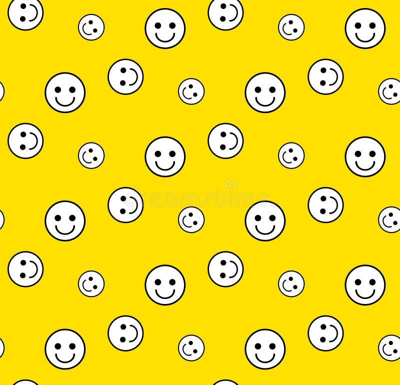 Smile Face Pattern on Yellow Stock Vector - Illustration of laugh, cute ...