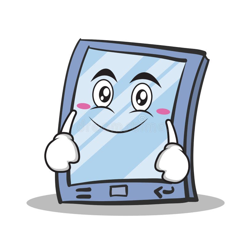 Smile Face Tablet Character Cartoon Style Stock Vector - Illustration ...