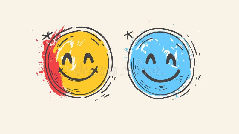 Smile Faces Icon in Hand Drawn Style Doodle Faces Stock Vector ...