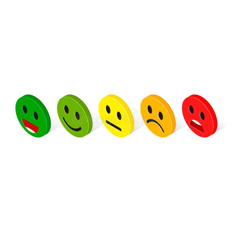 Smile Faces Scale Rating Feedback Isometric Set, Isolated Vector ...