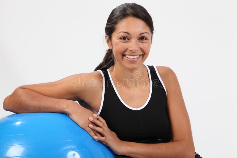 Smile from Fit Young Woman with Exercise Ball Stock Image - Image of ...
