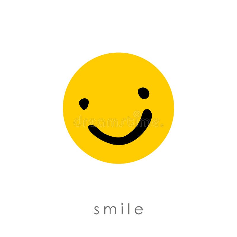 Smile. Freehand Drawn Face Smile on a Yellow Circle Stock Illustration ...