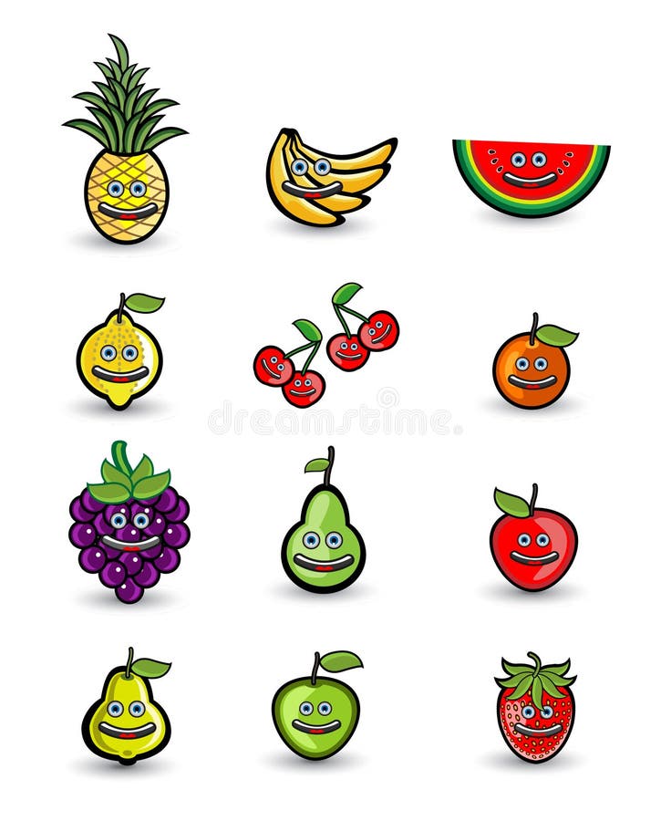 Smile Fruits Group Cartoon Illustration Stock Illustration ...