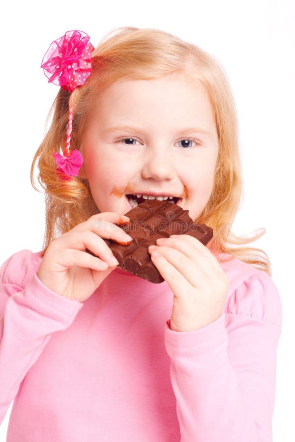 Smile girl with chocolate stock photo. Image of chocolate - 18286022