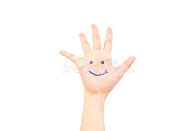 Smile on the Hand for Happy Concept. Stock Photo - Image of girl, hand ...