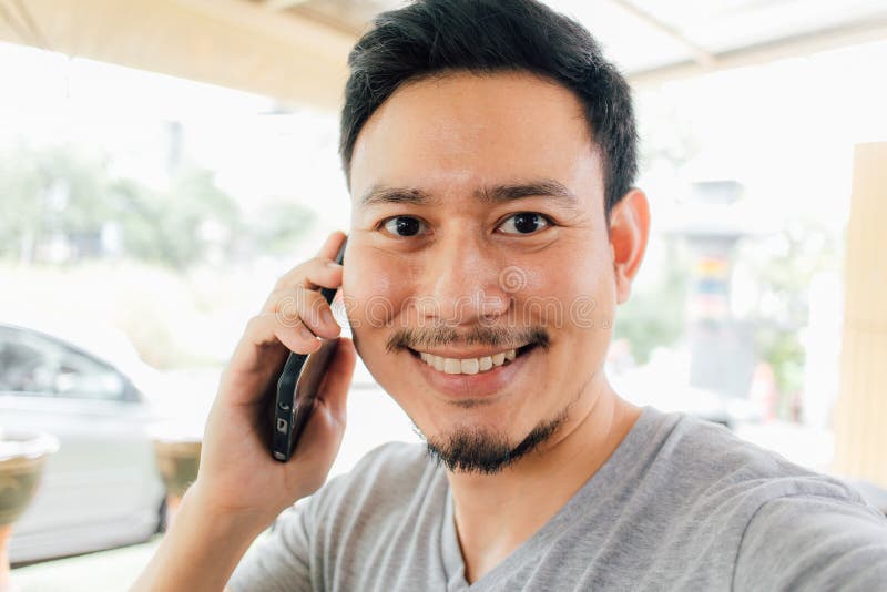 Smile Happy Man Talking on Smartphone. Stock Image - Image of cheerful ...