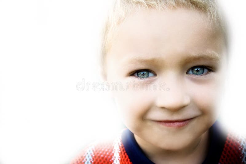 Smile of Happy Cute Kid on White Stock Image - Image of closeup, candid ...
