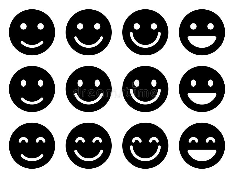 Smile, Happy Face Emoji Icon Set Collection in Generic Style Stock ...