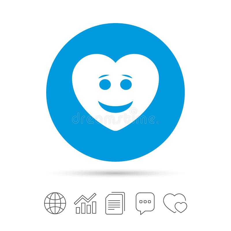 Smile Heart Face Icon. Smiley Symbol. Stock Vector - Illustration of ...