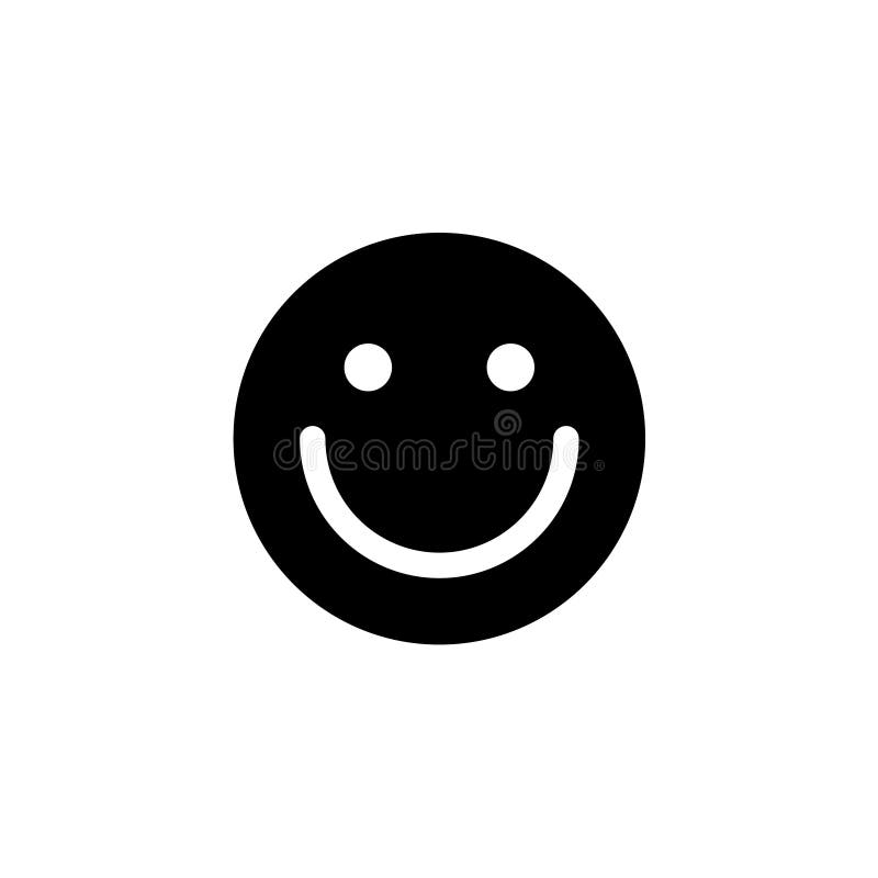 Smile Icon Happy Face Symbol Vector Black Glyph Icon Isolated On