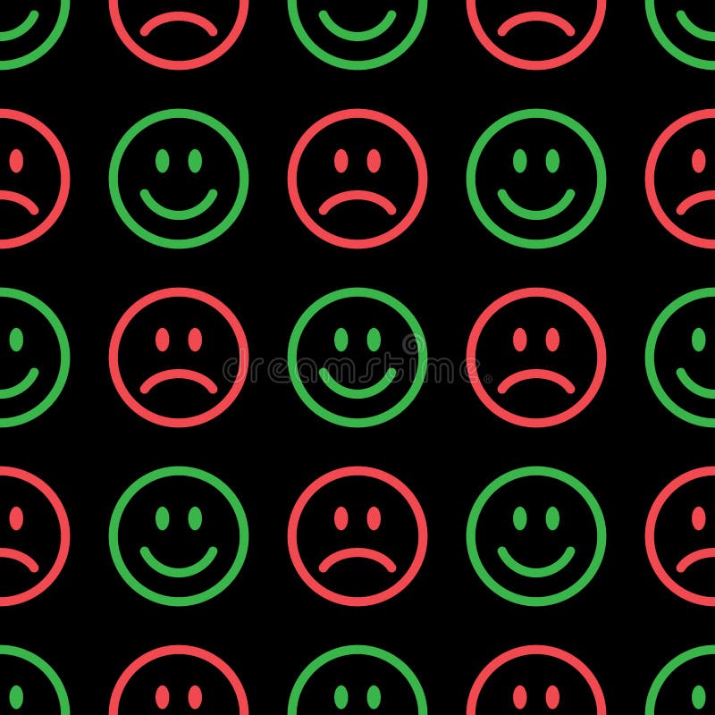 Smile Icon Pattern. Happy and Sad Faces. Vector Abstract Background ...