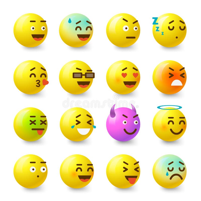 Smile Icons Set, Isometric Style Stock Vector - Illustration of ...