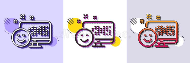 Smile Line Icon. Positive Feedback Rating Sign. Halftone Dotted Pattern ...