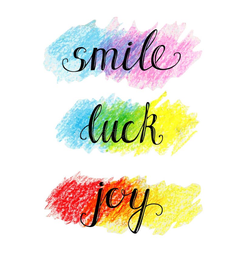 Smile Luck Joy Bright Hand Lettering Stock Vector - Illustration of ...