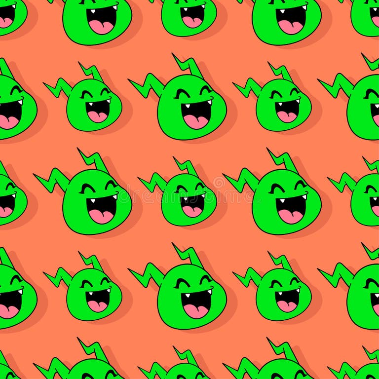 Smile Monster Seamless Repeat Pattern. Background Illustration Stock ...