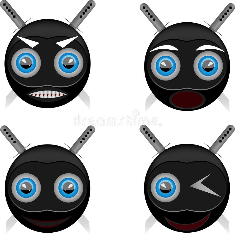 Ninja in different poses stock vector. Illustration of belt - 35067959