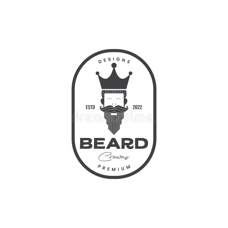 Smile Old Beard with Crown Vintage Badge Logo Stock Vector ...