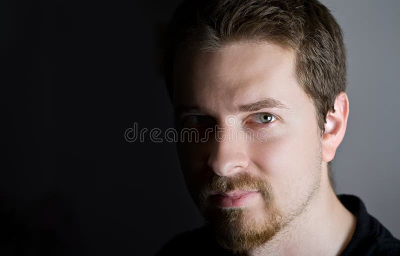 Smile of One Young Man in the Shadow Stock Photo - Image of portrait ...