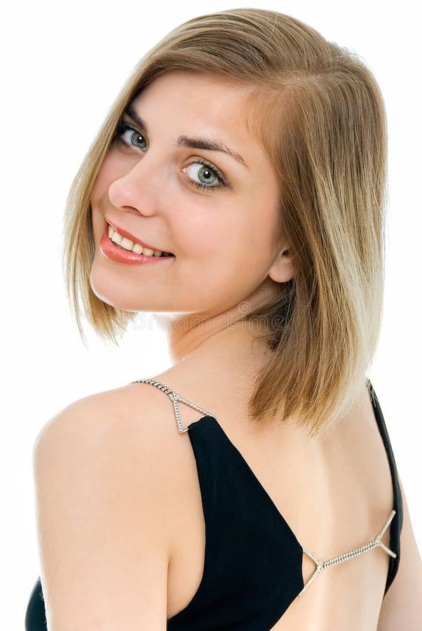 Smile over shoulder stock image. Image of good, expression - 7661085