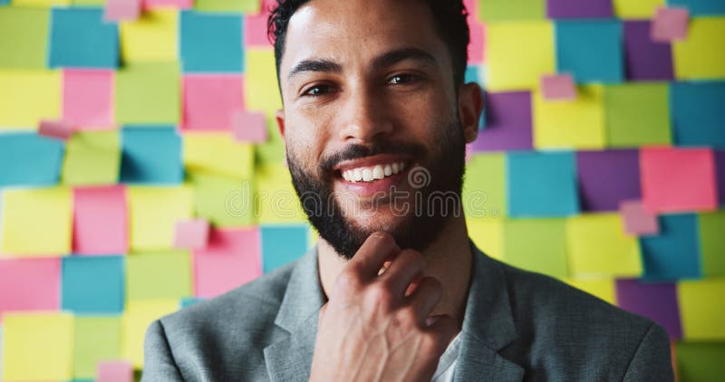 Smile, Planning and Portrait of Business Man for Project Management ...