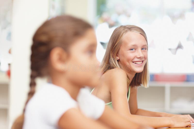 Smile, Portrait and Girl in Classroom for Study, Growth and Child Development at Elementary ...