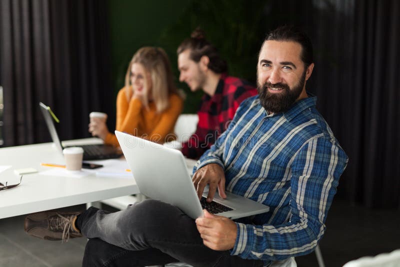 Smile Professional Beard Man Worker, Office Work Concept Stock Photo ...