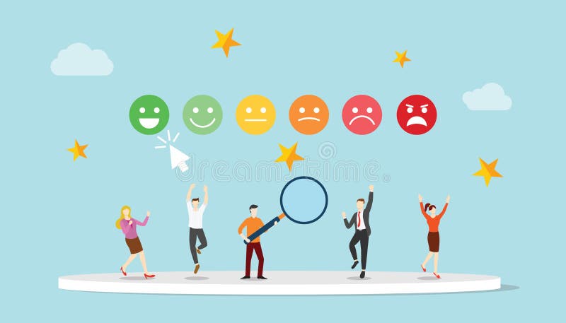 Smile Rating Analysis or Analyze Team People with Icon for Survey ...