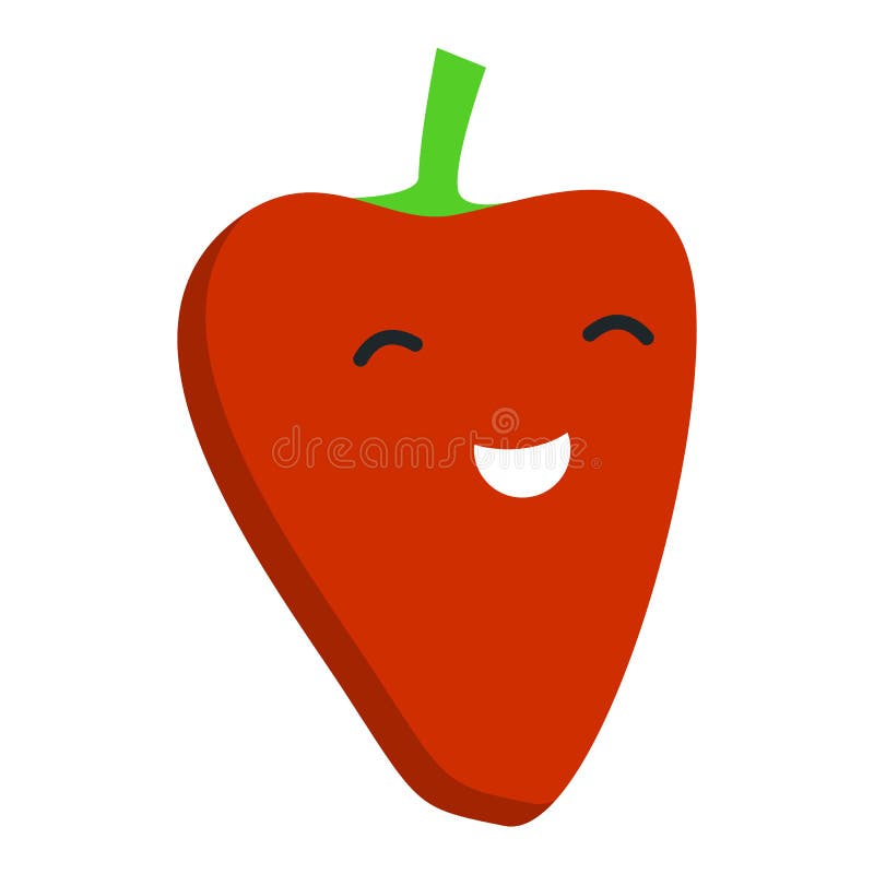 Smile Red Pepper Icon, Flat Style Stock Vector - Illustration of ...