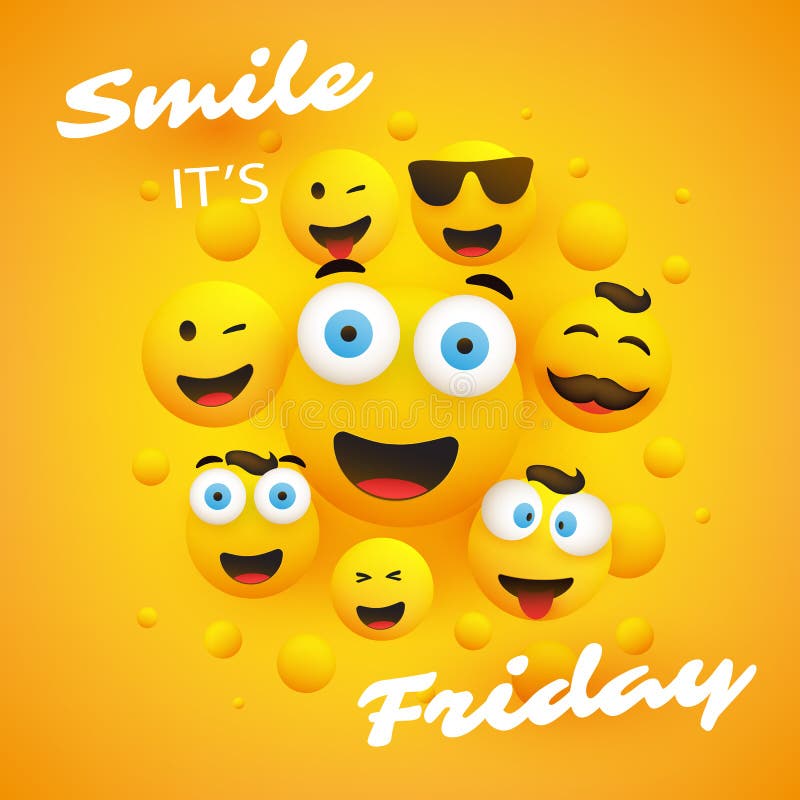 Smile It`s Friday Weekend`s Coming Banner With Smiling Relaxing