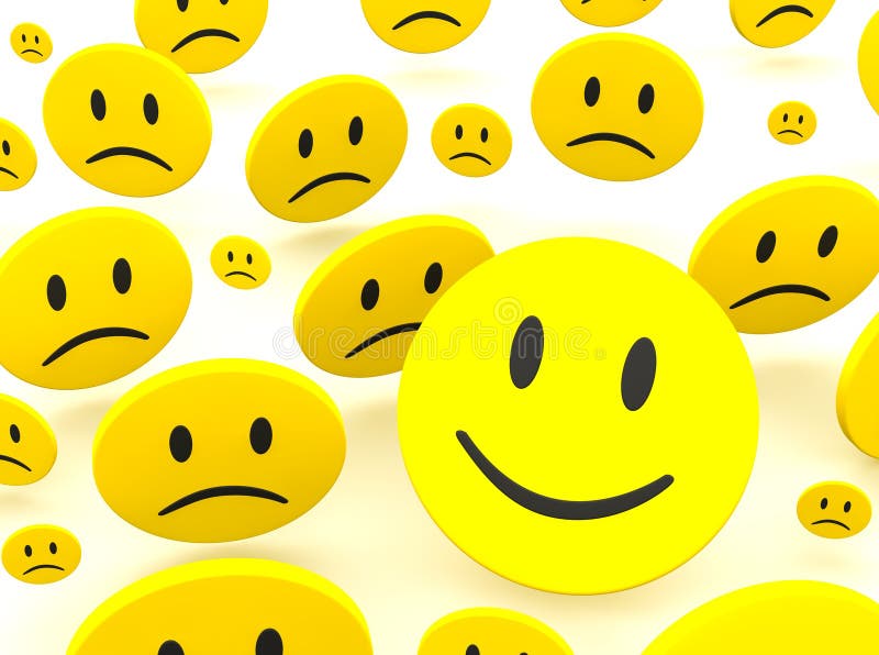 Happy Smiley between Sad Ones Stock Illustration - Illustration of ...