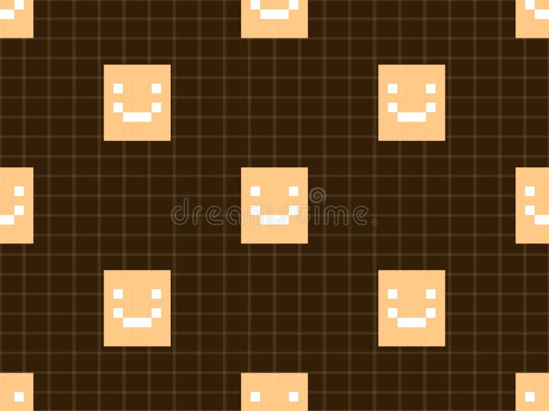 Smile Seamless Pattern on Brown Background. Pixel Style Stock ...