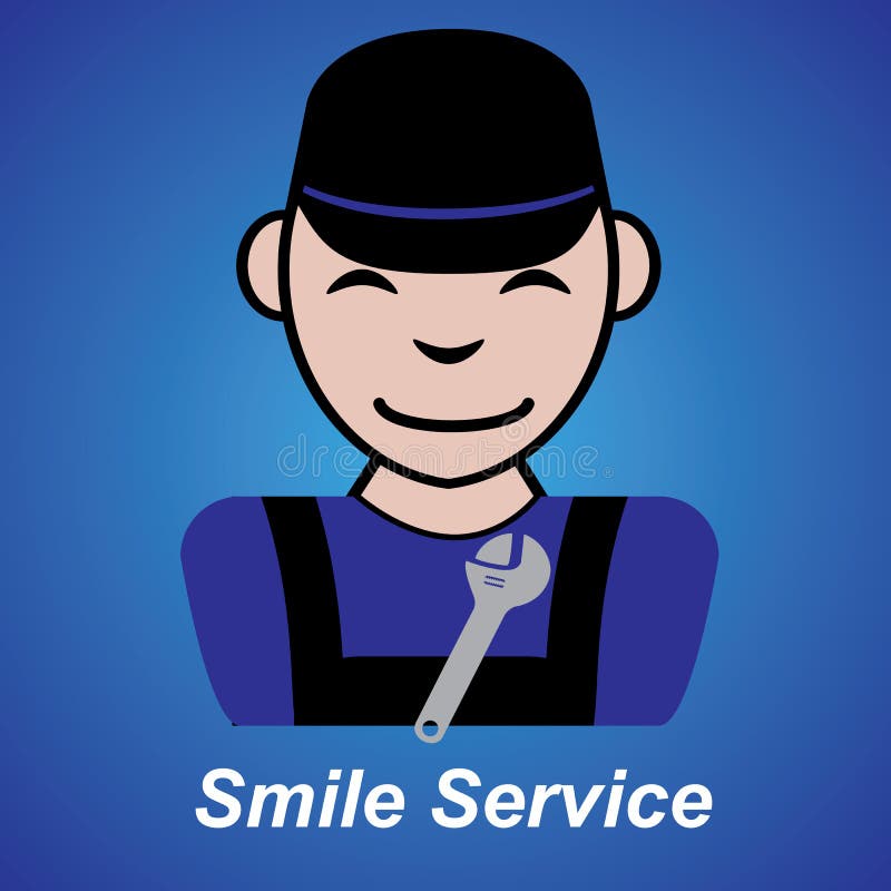 Smile Service Sign Blue Background Stock Vector - Illustration of ...