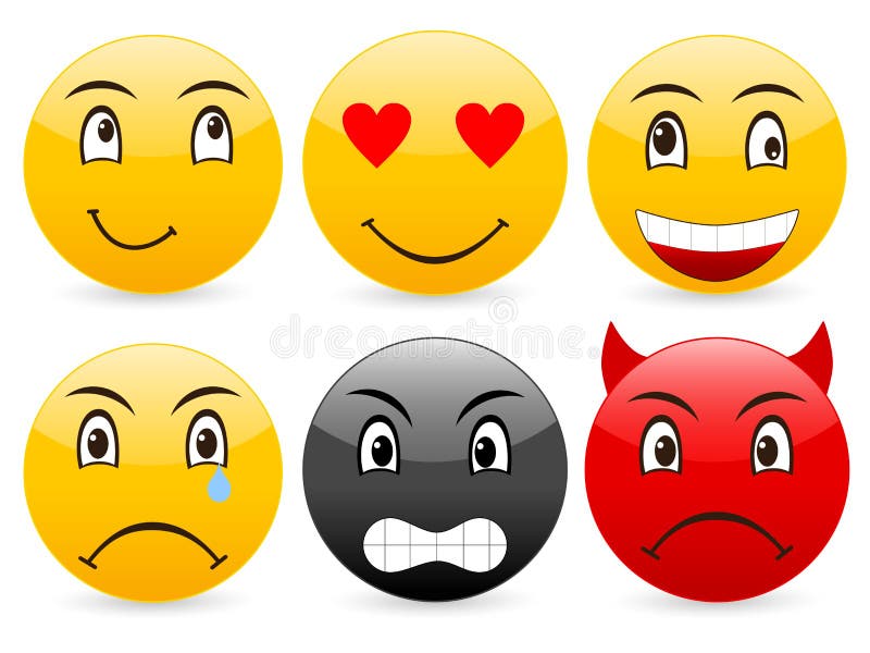A Set of Emoticons, Icons, Emotion Stock Illustration - Illustration of ...