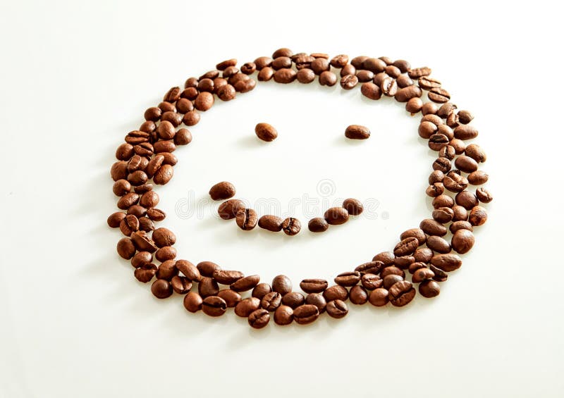 Smile Shaped Coffee Beans Isolated on White Stock Photo - Image of ...