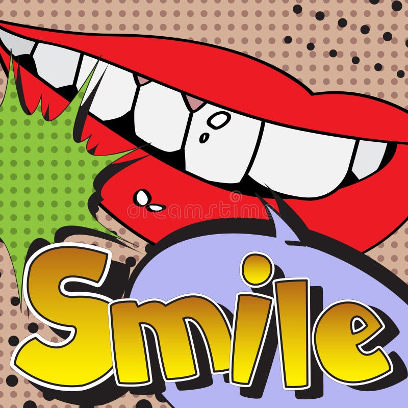 Smile in the Style of Comics. Stock Vector - Illustration of woman ...