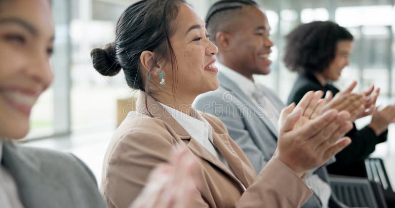 Smile, Support and Applause with Business People in a Seminar or ...